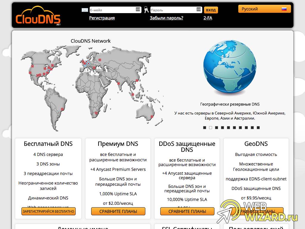 ClouDNS - Сервис облачного DNS-хостинга - cloudns.net | WebWizard
